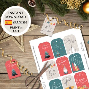 Printable Spanish Christmas Gift Tags, Feliz Navidad Hang Tags, Holiday ...