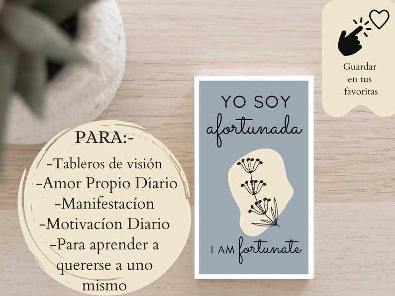 SPANISH TO ENGLISH Affirmation Cards for Self Love, Printable Positive ...