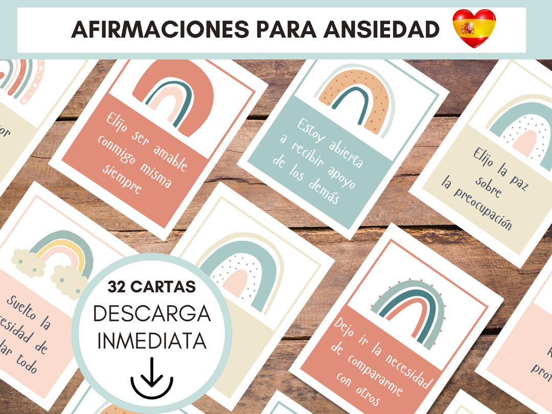 SPANISH Affirmation Cards for Anxiety Printable, Anxiety Coping ...