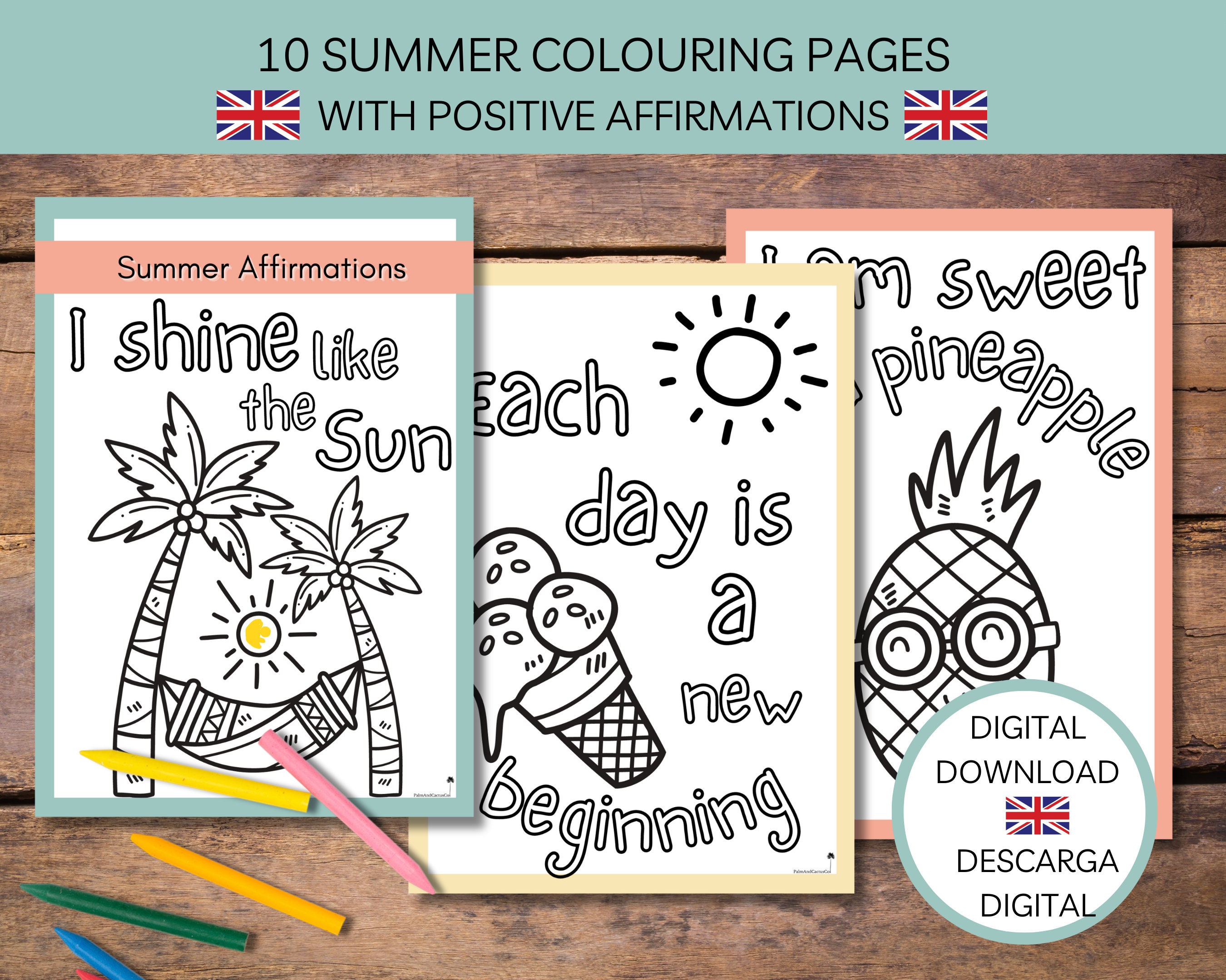 Printable Summer Coloring Pages for Kids With Positive Affirmations in ...