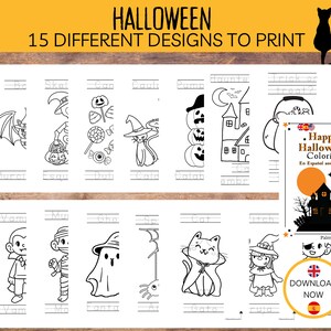 Spanish to English Halloween Coloring Pages, Bilingual Kids Halloween ...