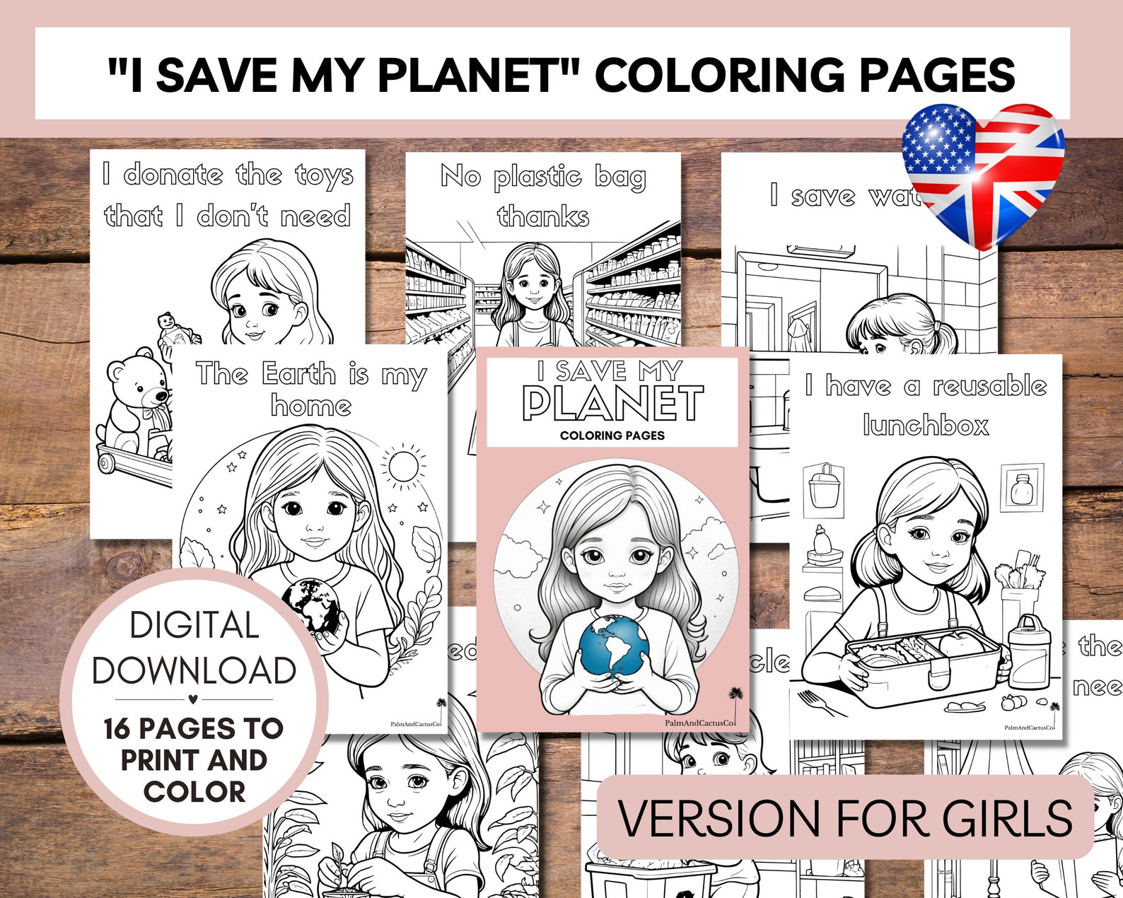 Save the Planet Coloring Book for Girls, Earth Day Coloring Pages ...