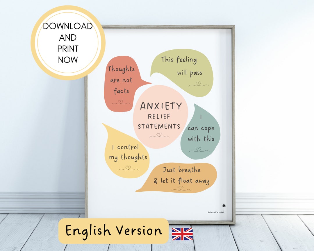 Anxiety Coping Statements Printable in English, Self Care, CBT/DBT ...