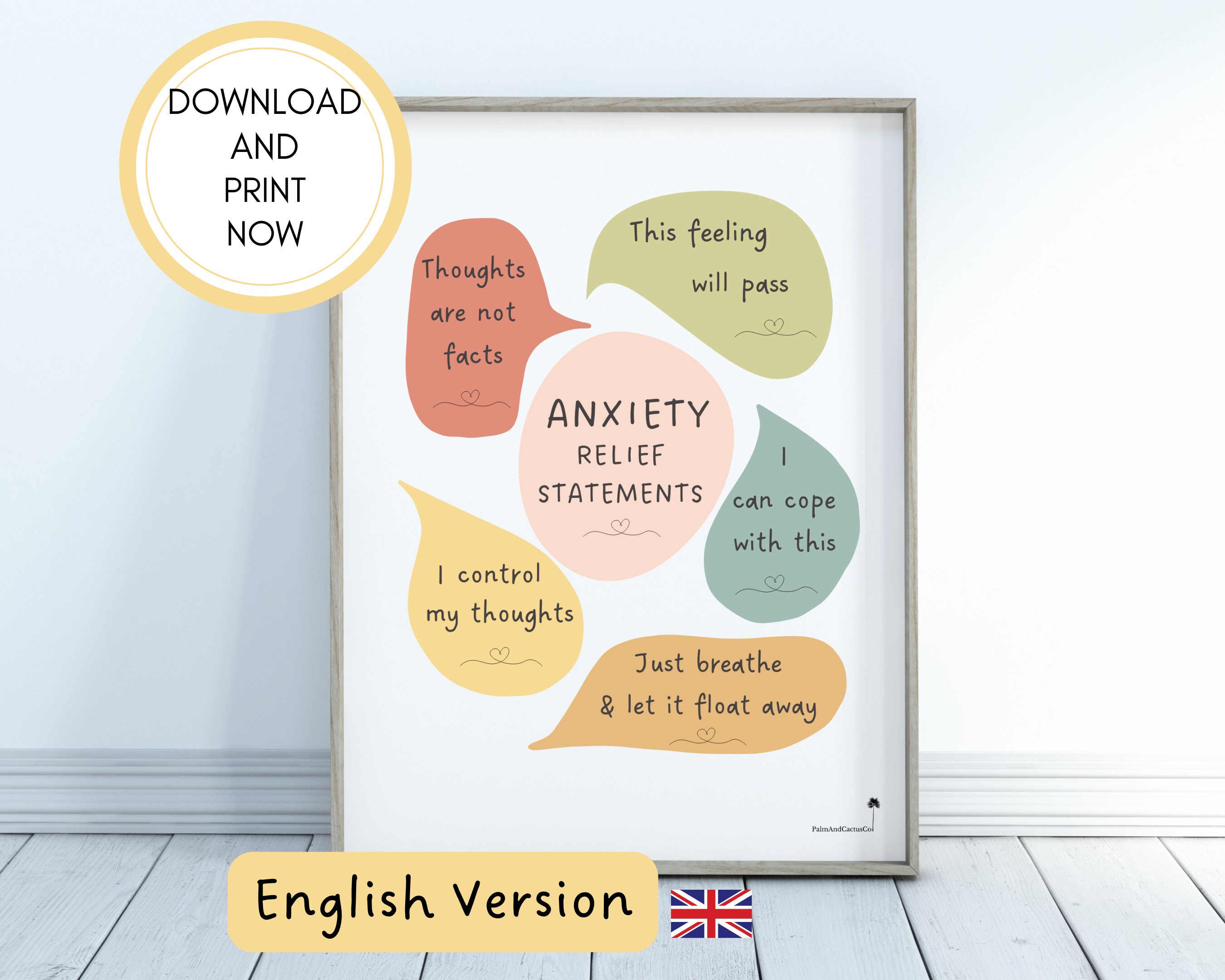Anxiety Coping Statements Printable in English, Self Care, CBT/DBT ...