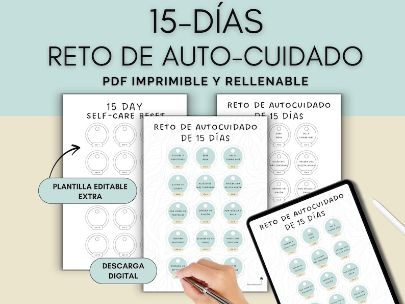 Self Care Checklist in Spanish: Fillable PDF, Mental Health Journal ...