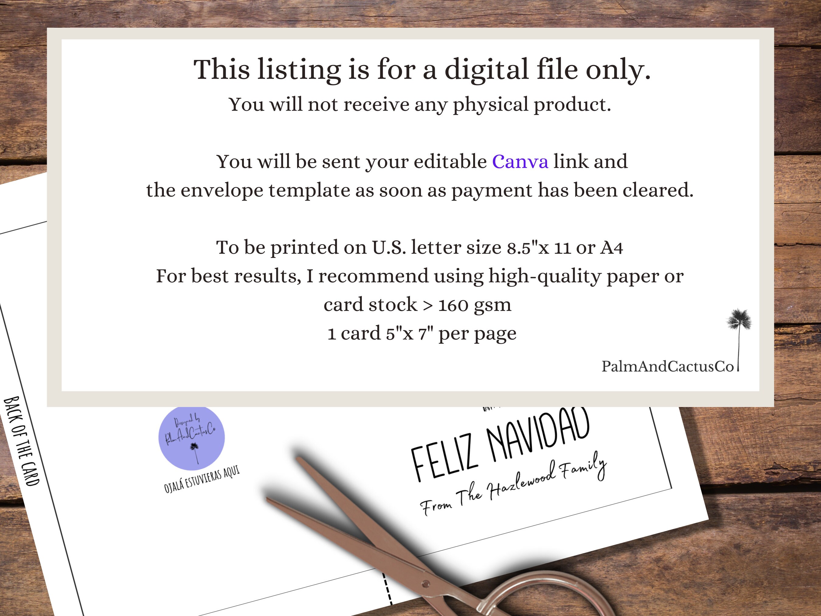 Editable Canva Template: Feliz Navidad Holiday Cards, Printable ...