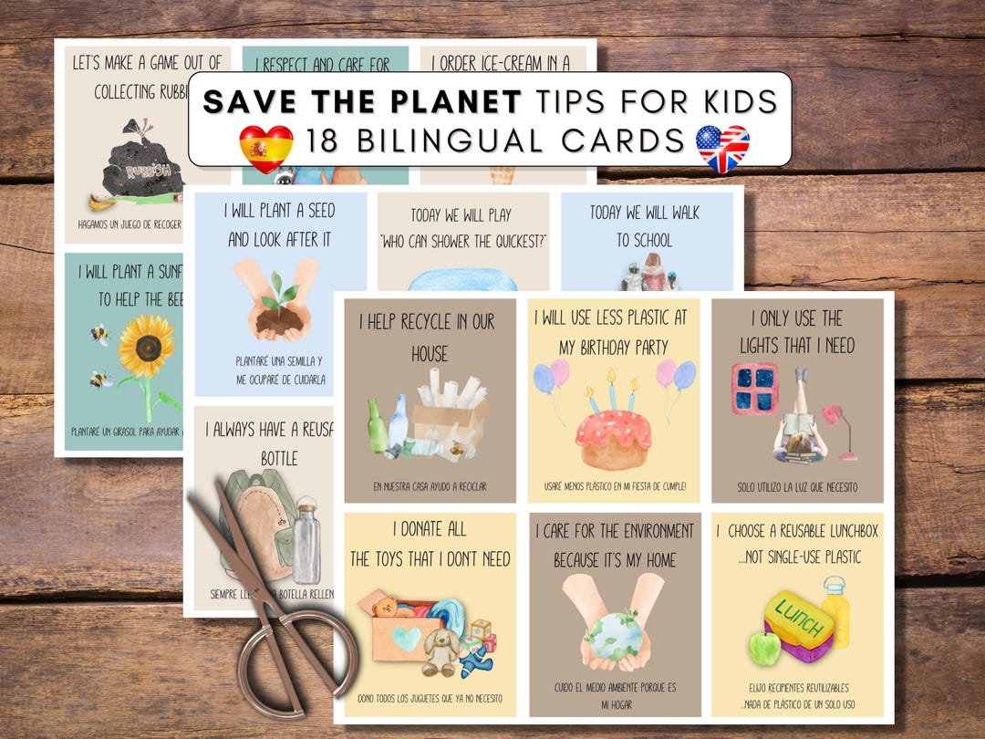 Save the Planet Tips for Kids - Spanish to English Eco Conscious ...