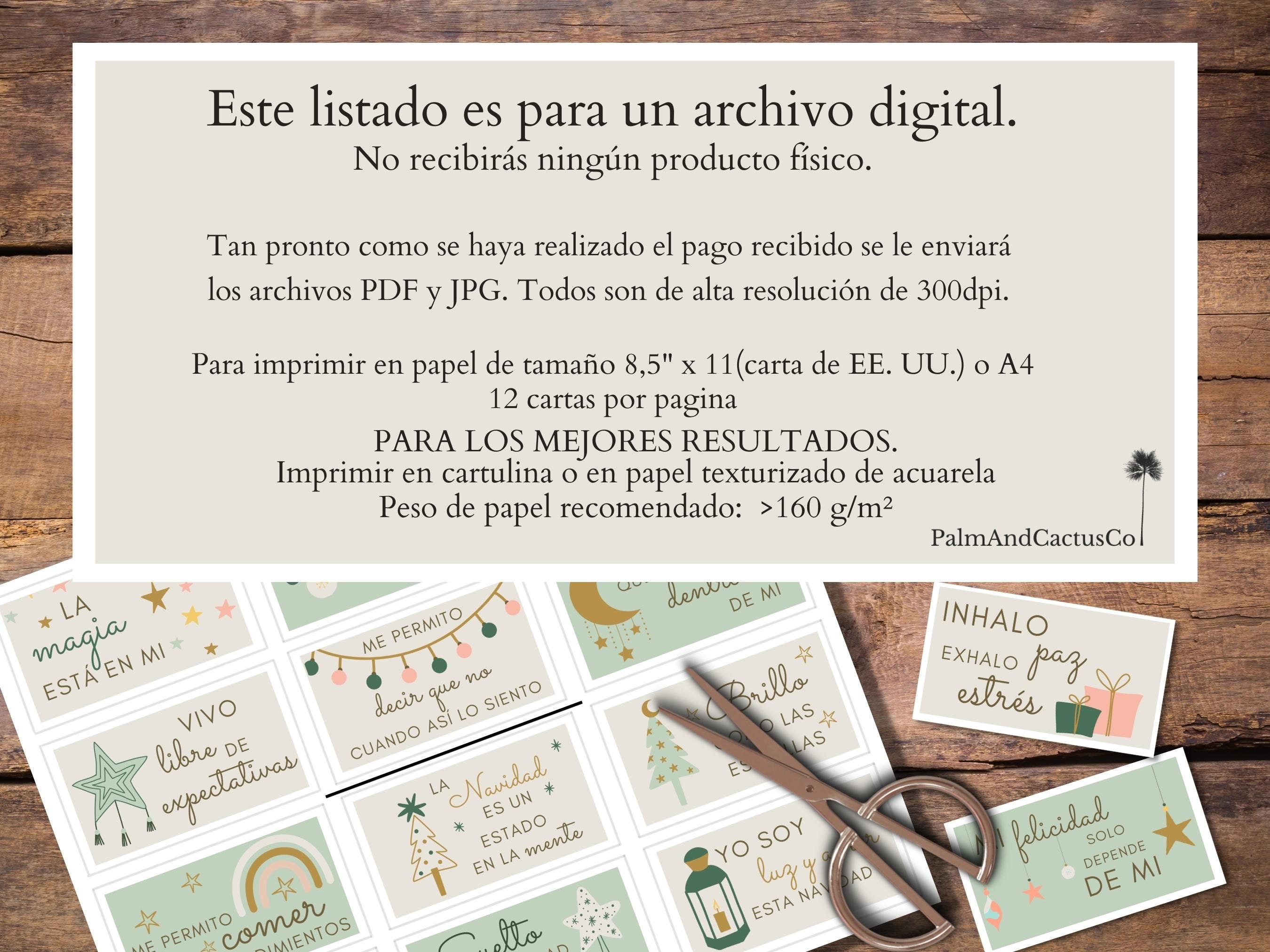 SPANISH Affirmation Cards for Christmas Self-care, PRINTABLE Positive ...