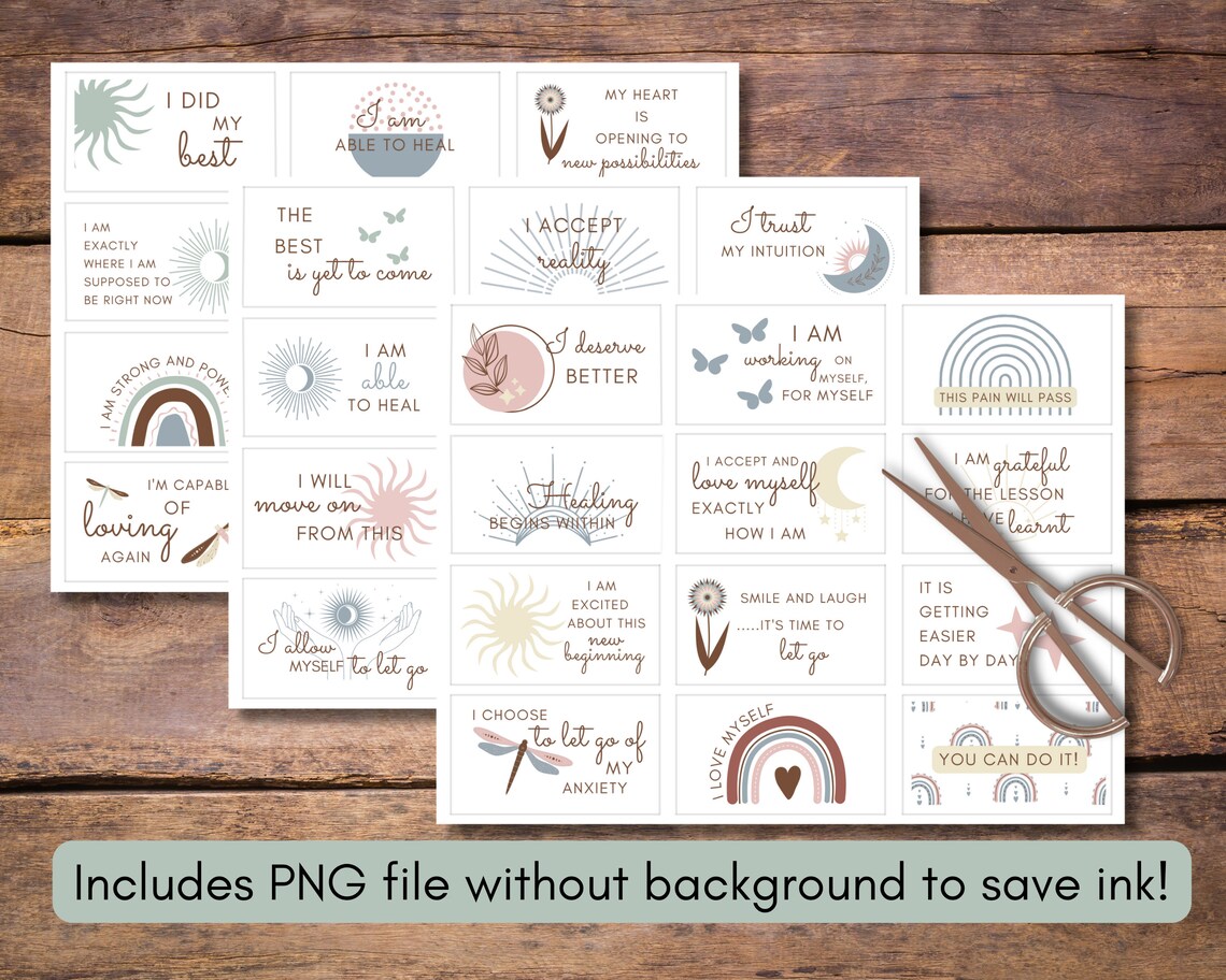 Printable Affirmation Cards to Get Over a Breakup Self Love Flashcards ...