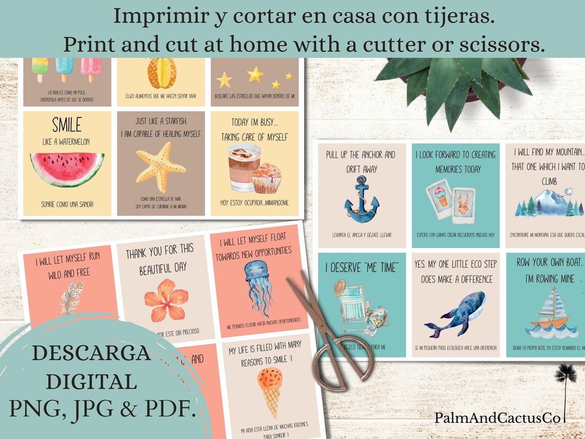 SPANISH TO ENGLISH Affirmation Cards Vision Board Kit Self - Etsy
