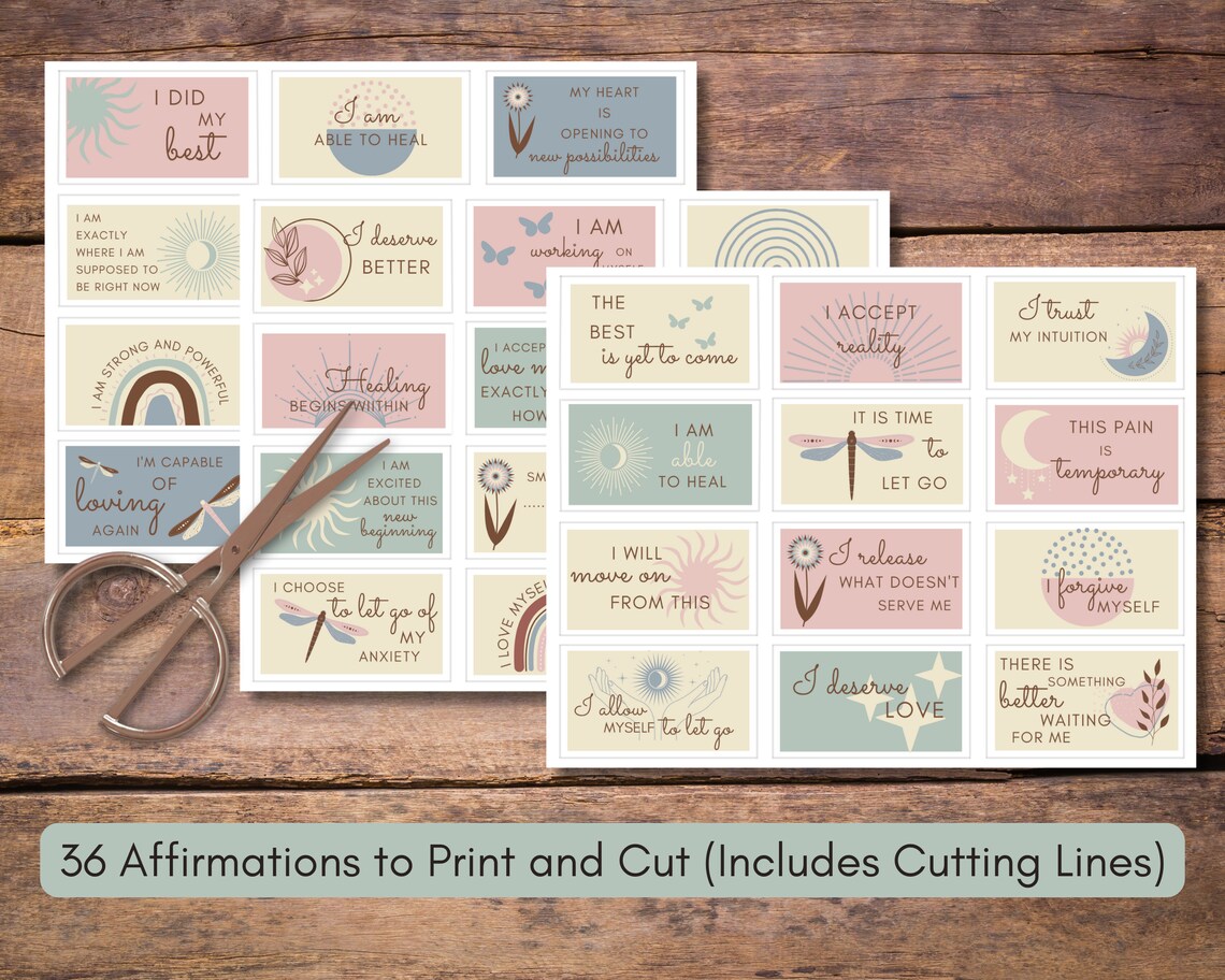 Printable Affirmation Cards to Get Over a Breakup Self Love Flashcards ...