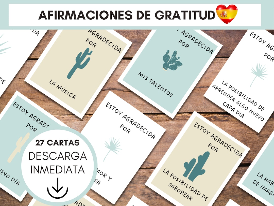 SPANISH Gratitude Affirmation Cards, Printable Thankful Quotes ...
