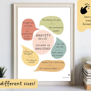 Anxiety Coping Statements Printable in Spanish and English, Self Care ...