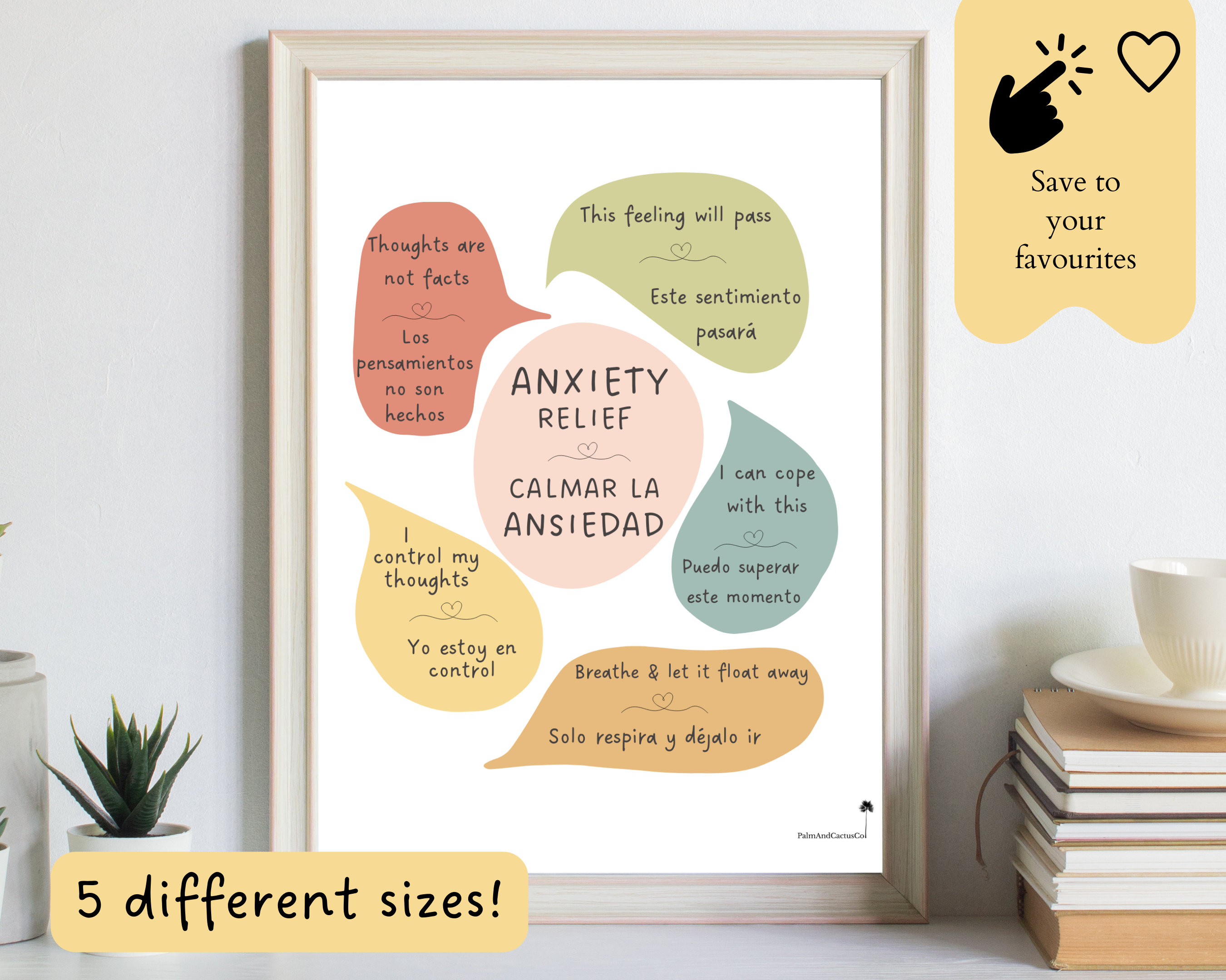 Anxiety Coping Statements Printable in Spanish and English, Self Care ...