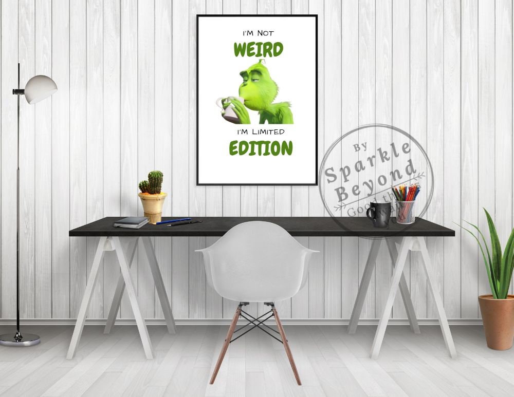 Grinch Funny Silly Poster Unique Self Christmas Art Introvert Humor ...