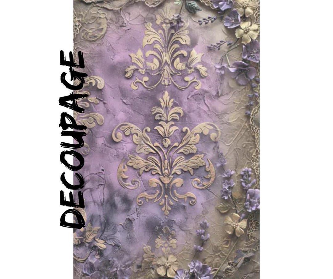Large Decoupage Paper (20 X 30") - Baroque 2 - Purple - Furniture ...