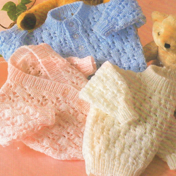 Babies Cardigans and Sweater Dk/double Knit Sizes: 12-22 Premature to 2 ...