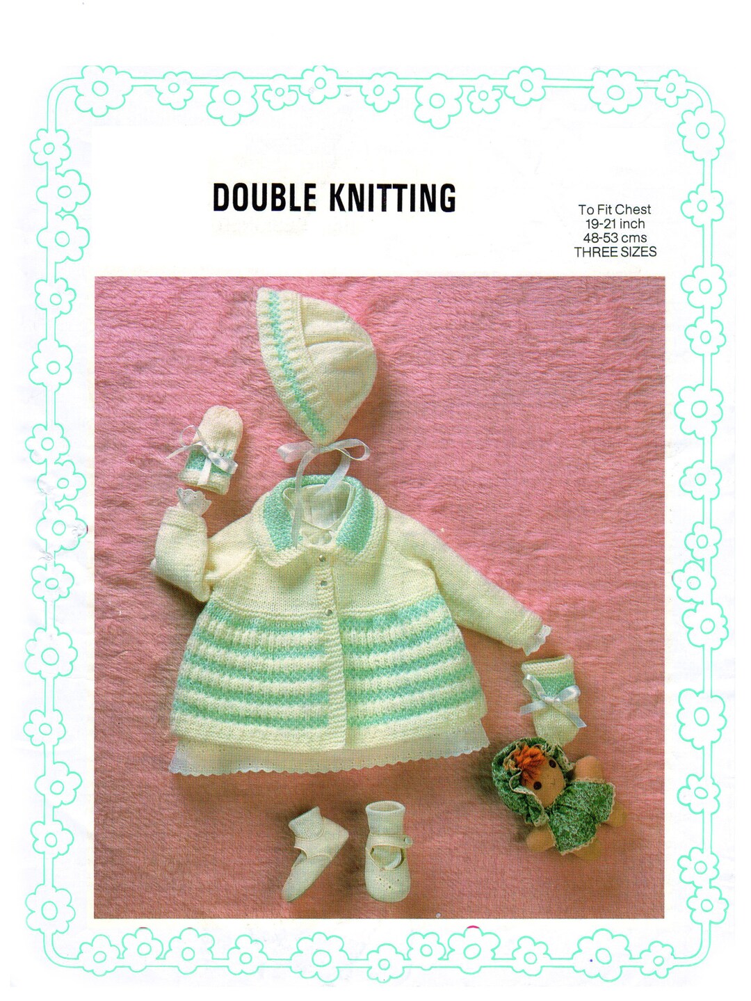 Baby Knitting Pattern for Matinee Jacket, Bonnet and Mitts Vintage 19 ...
