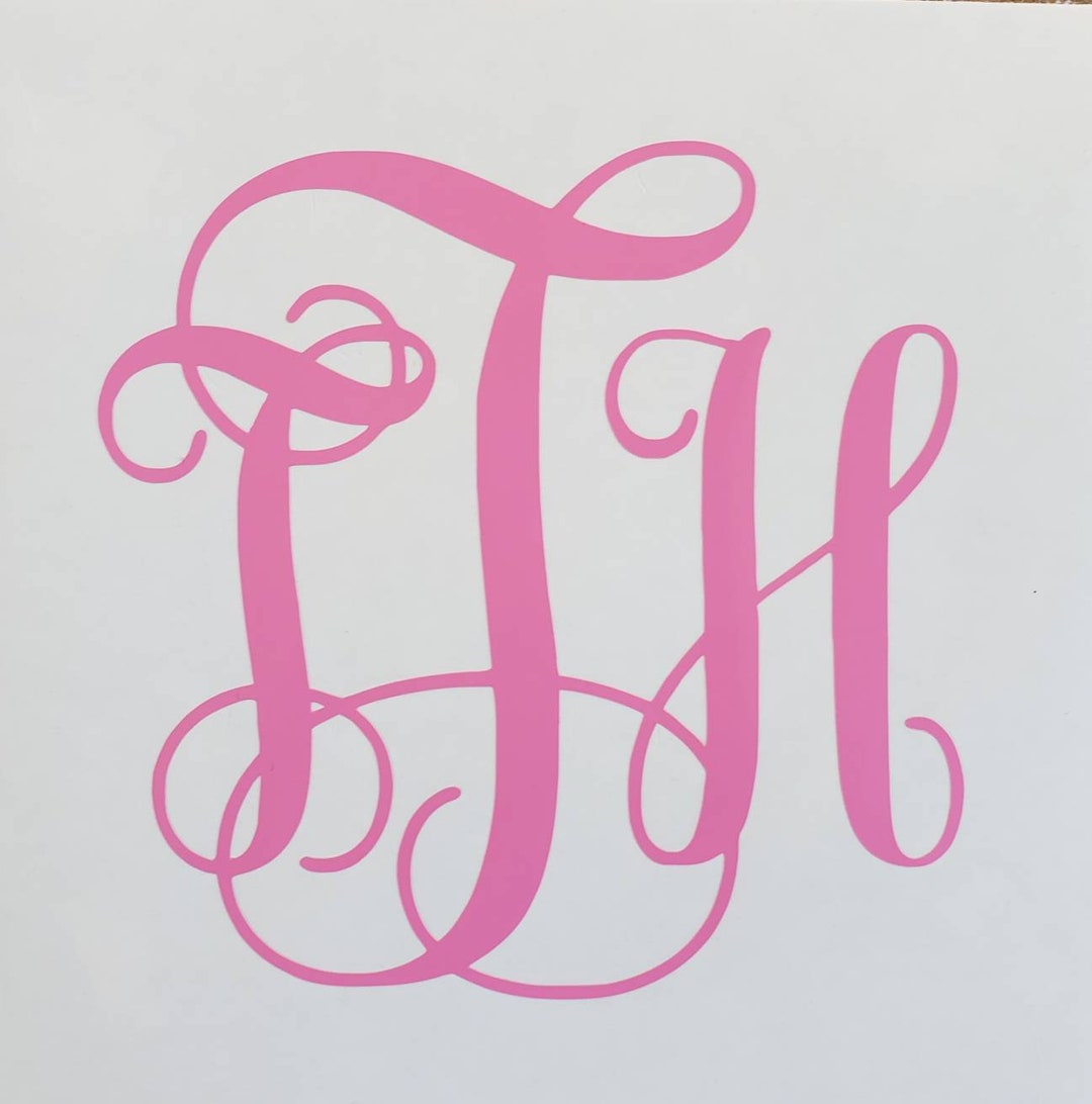 Initials Decal, Scroll Decal, Laptop Decal, Car Decal, Birthday Gift ...