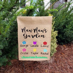 Maw Maws Burlap Garden Flag-personalized Kid Names-mimi-nana-gigi-mom ...