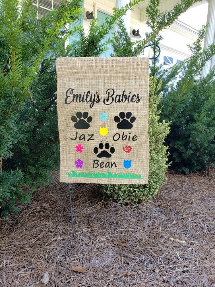 Dog or Cats Names Burlap Garden Flag-pets-mom Gift Paws - Etsy