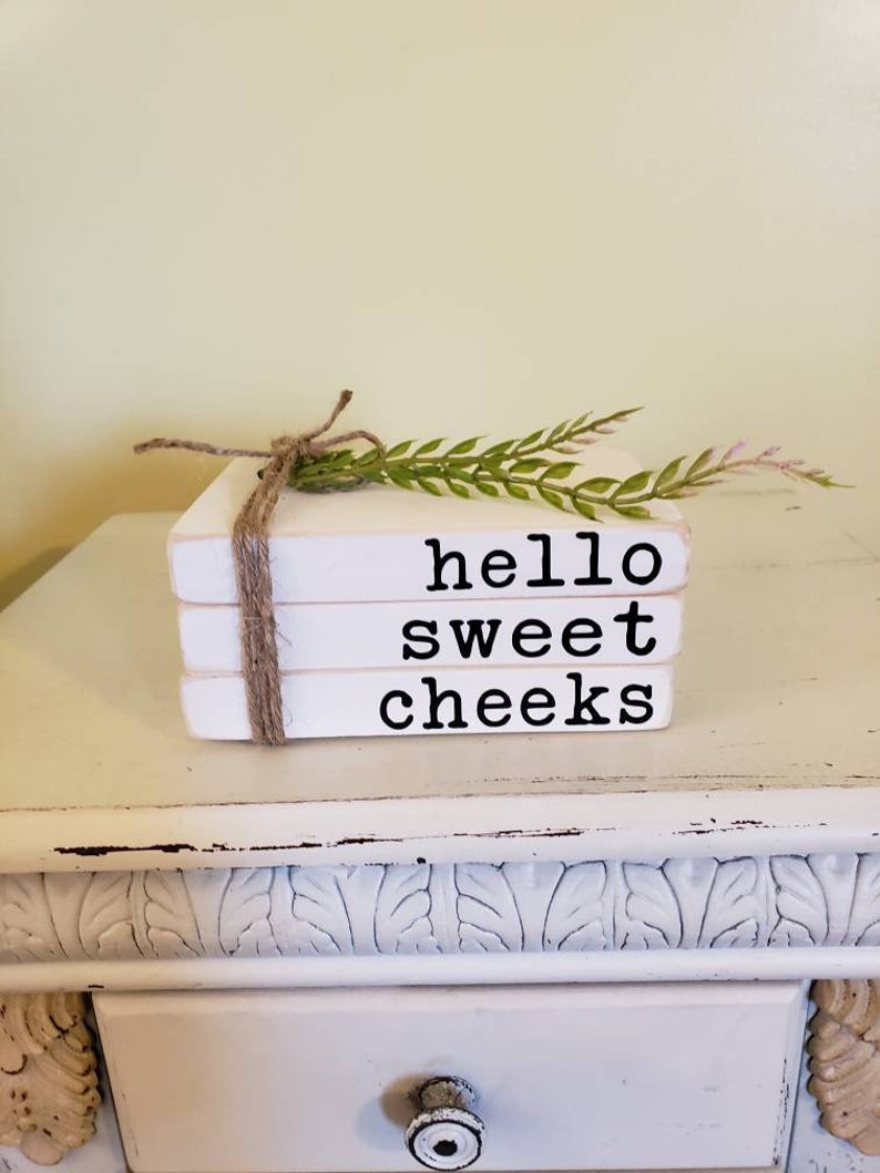 Hello Sweet Cheeks Mini Wood Faux Farmhouse Book - Etsy