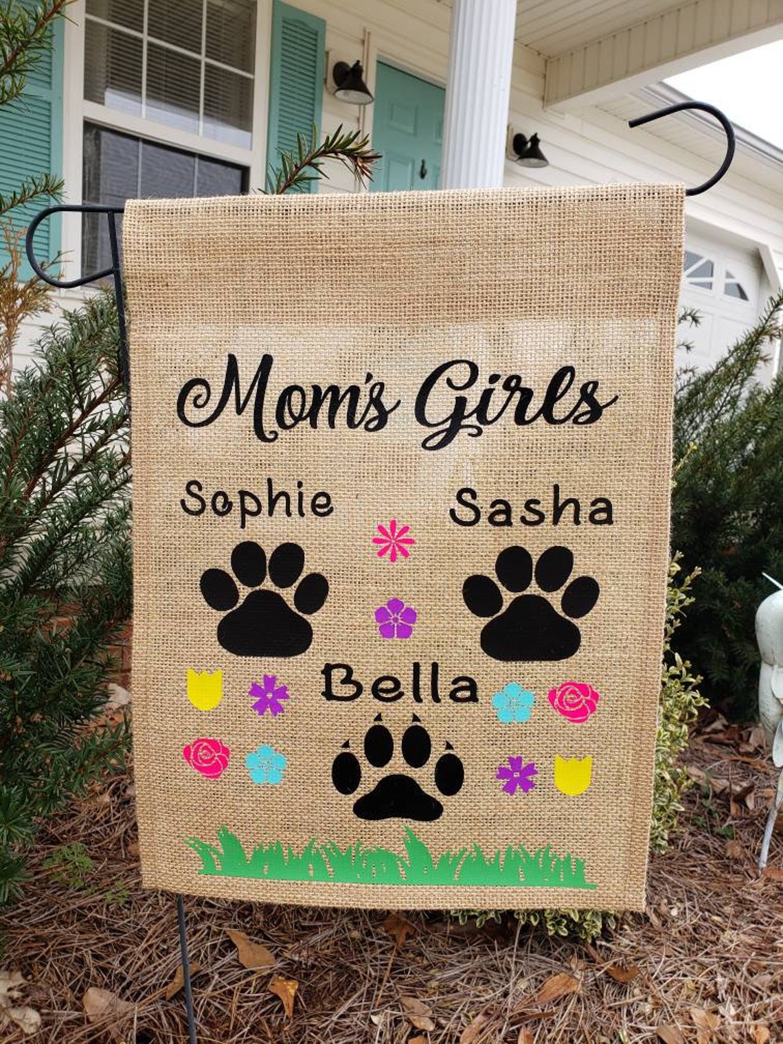 Dog or Cats Names Burlap Garden Flag-pets-mom Gift Paws - Etsy