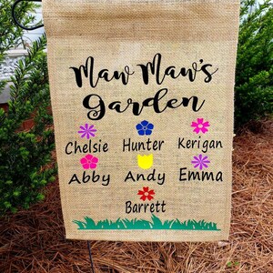 Maw Maws Burlap Garden Flag-personalized Kid Names-mimi-nana-gigi-mom ...