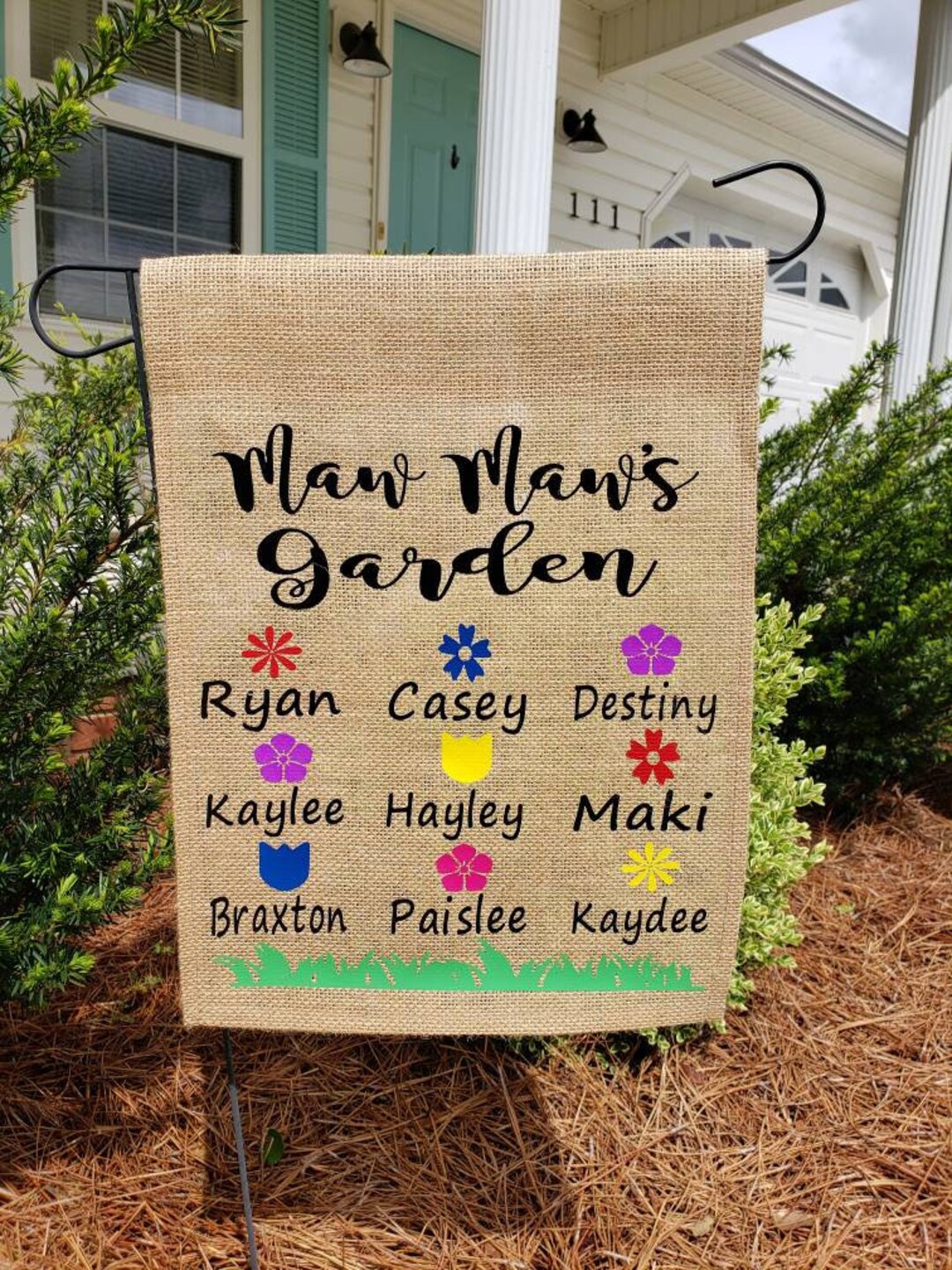 Maw Maws Burlap Garden Flag-personalized Kid Names-mimi-nana-gigi-mom ...