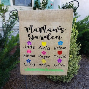 Maw Maws Burlap Garden Flag-personalized Kid Names-mimi-nana-gigi-mom ...