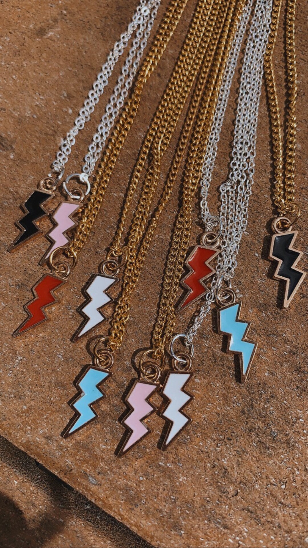 Lightning Bolt Chain Necklaces - Etsy