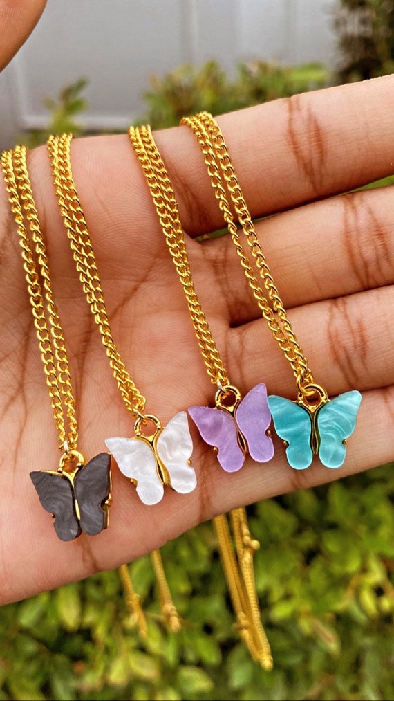 BUTTERFLY CHAIN NECKLACES | Etsy