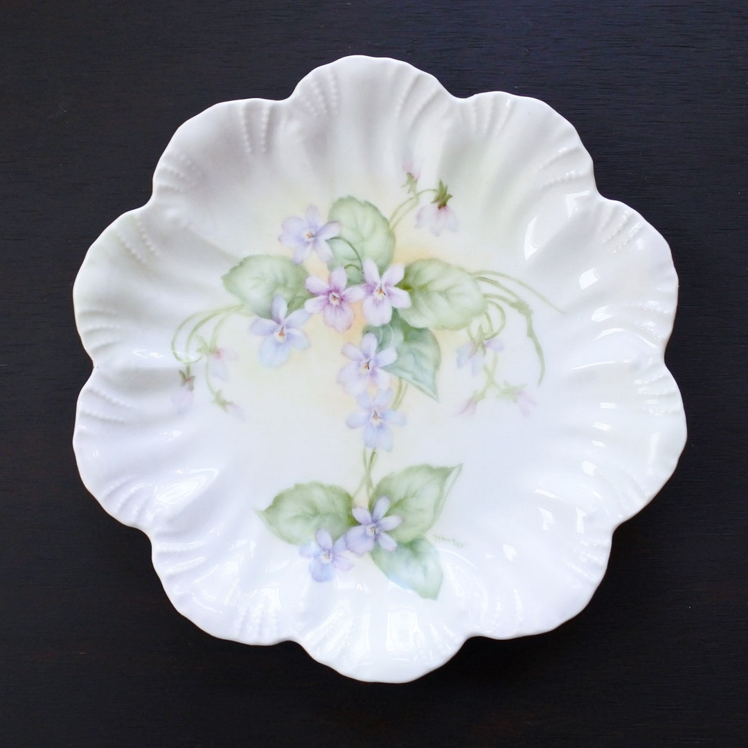 Vintage Signed Original Hand Painted Floral Purple Violet Plate Wall ...