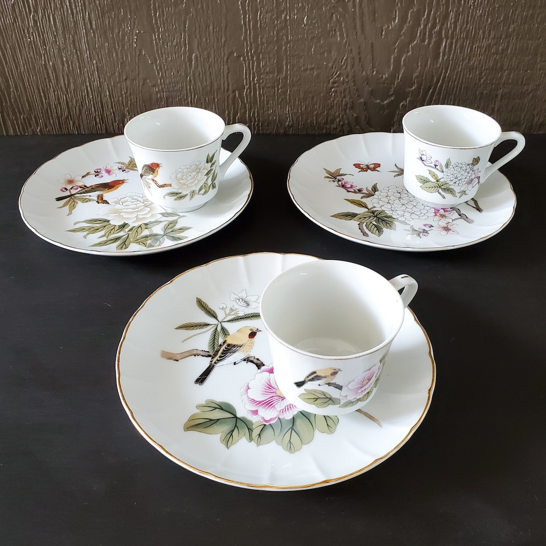 Vintage Stafford Chinese Garden Bird Floral Butterfly China Saucer ...