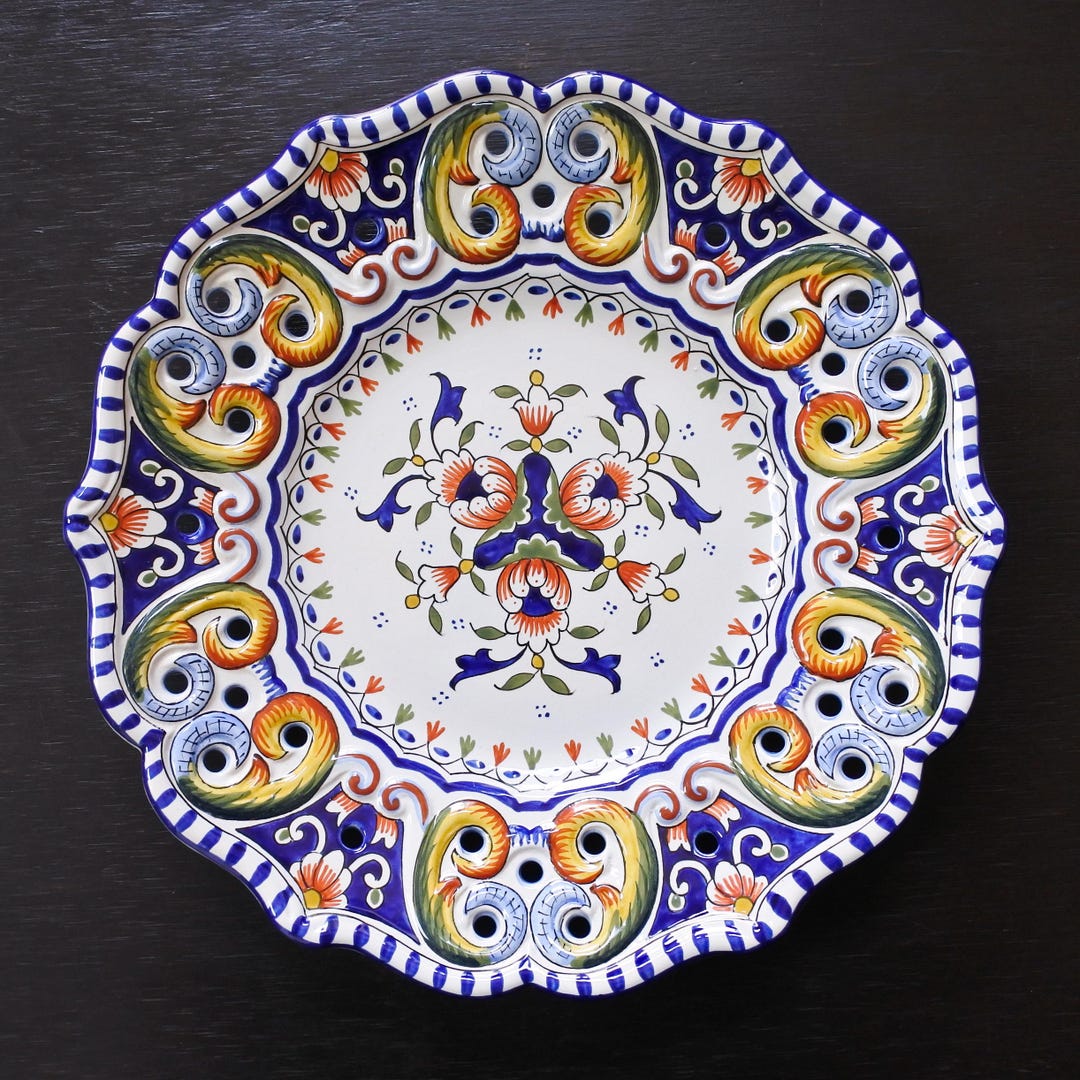 Vintage French Rouen Faience Earthenware Hand Painted Plate - Etsy