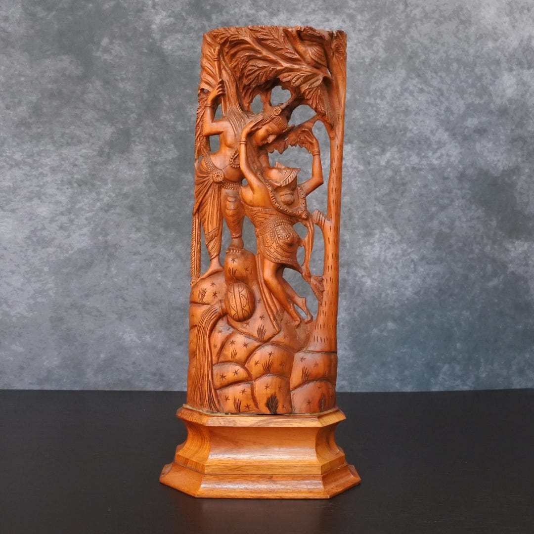 Vintage Balinese Hindu Prince Rama Sita Lovers Wood Carving Sculpture ...