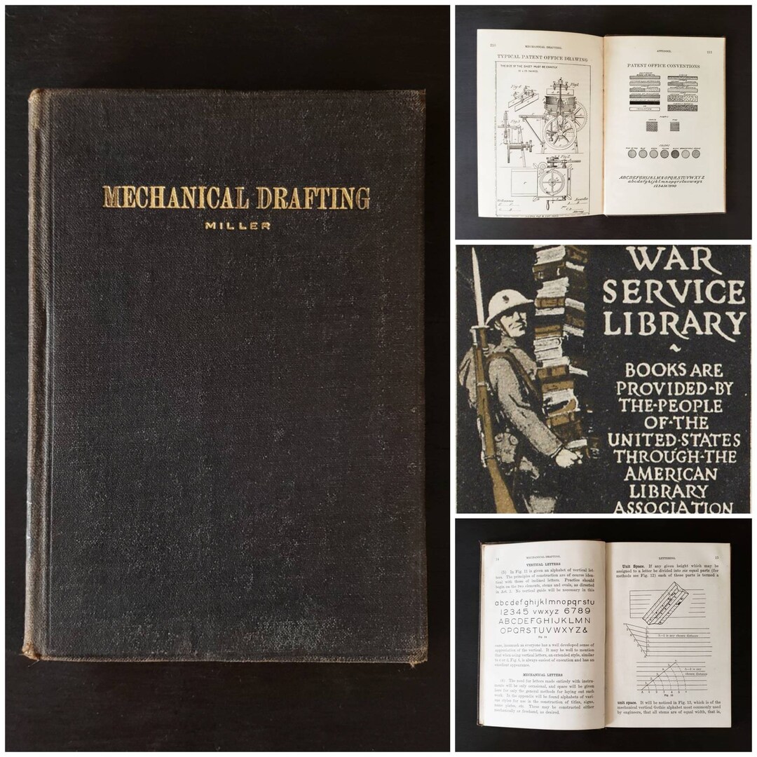 Antique 1915 WW1 War Service Library Mechanical Drafting by H. W ...