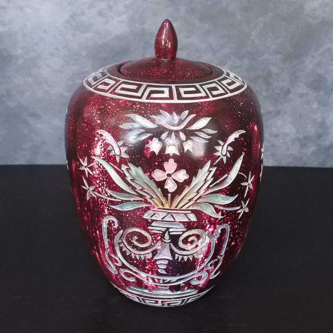 Vintage Chinese Handmade Incised Floral Greek Key Pattern Ginger Jar - Etsy