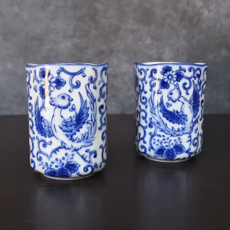 Vintage Japanese Blue & White Phoenix Bird Teapot Cups Plate Tea Set - Etsy