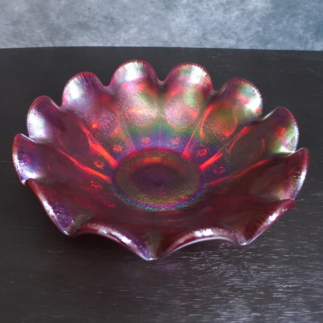 Fenton the Museum Collection 2004 Red Carnival Glass Moon Stars Bowl - Etsy