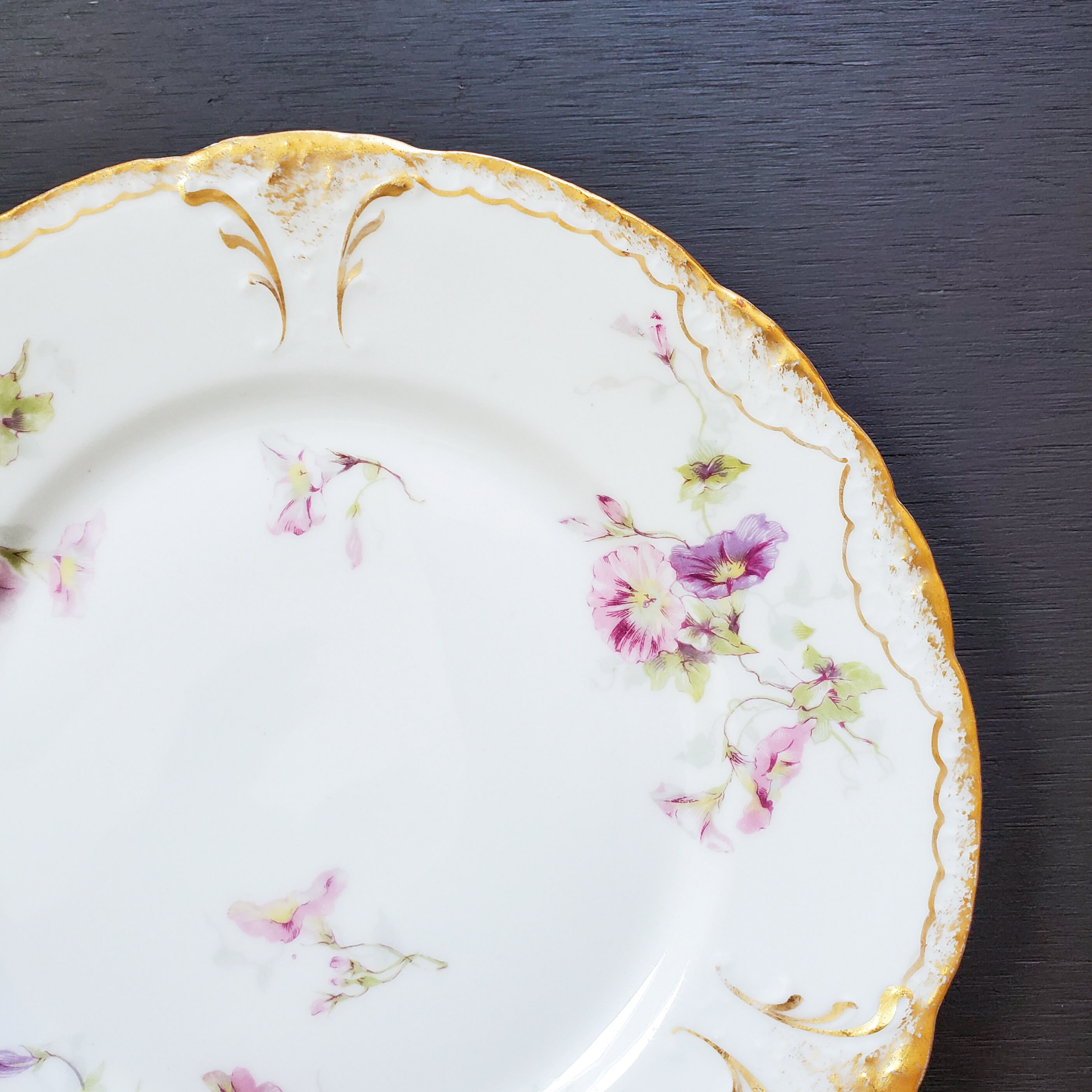 Antique Theodore Haviland Limoges France Pink Purple Floral Gold China ...