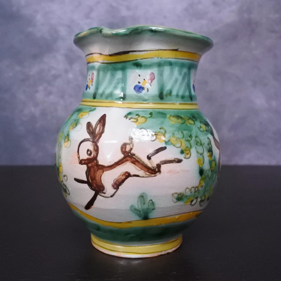 Vintage Spanish Majolica Rabbit Art Pottery Ceramic Jug Pitcher - Etsy