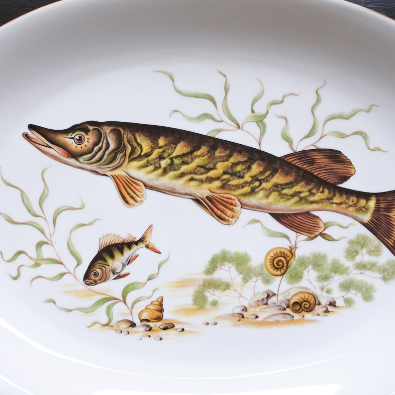 Vintage PMR Jaeger & Co Bavaria Germany Fish Porcelain Plate Serving ...