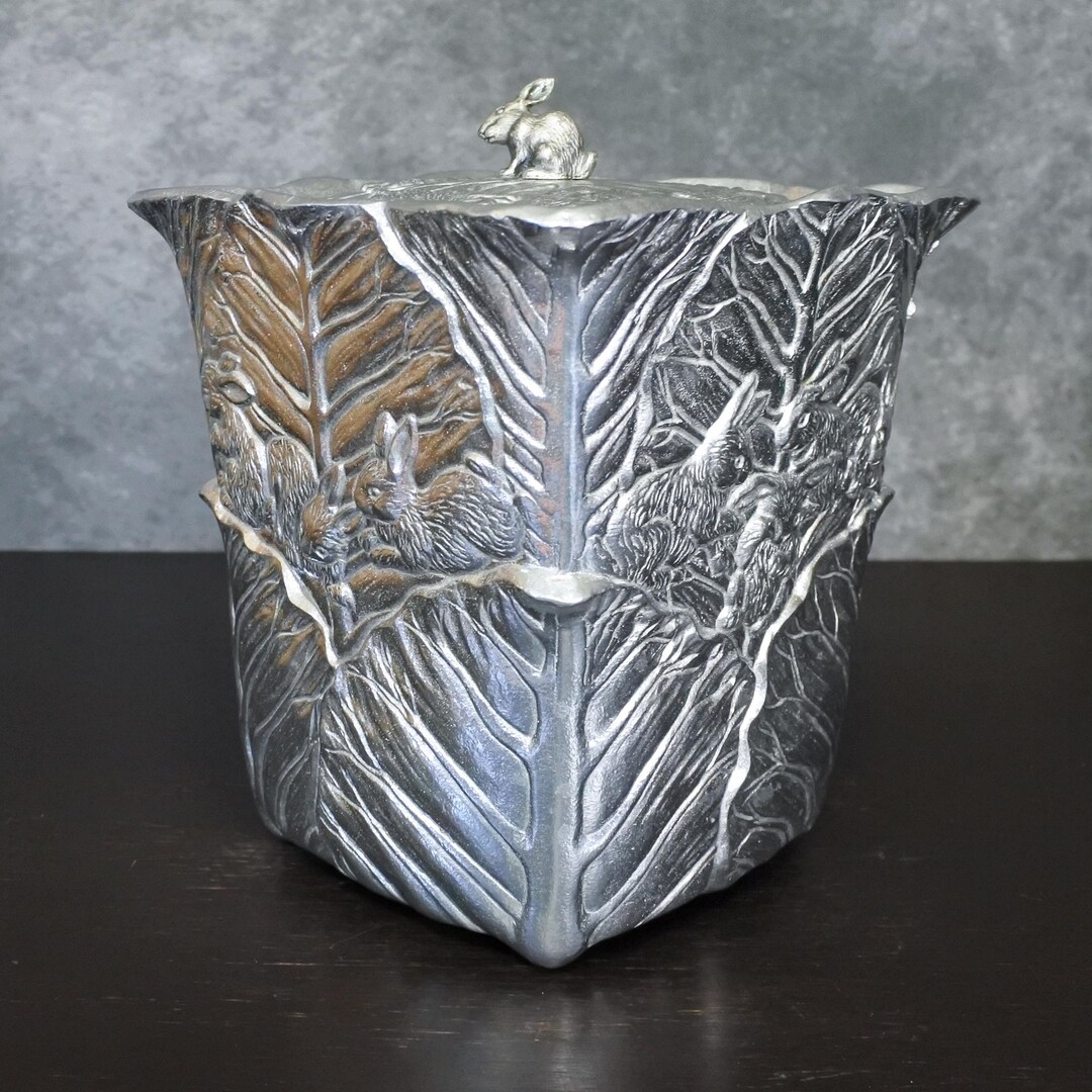 Rare Vintage Arthur Court Rabbit Bunny Cabbage Leaf Silver Aluminum ...
