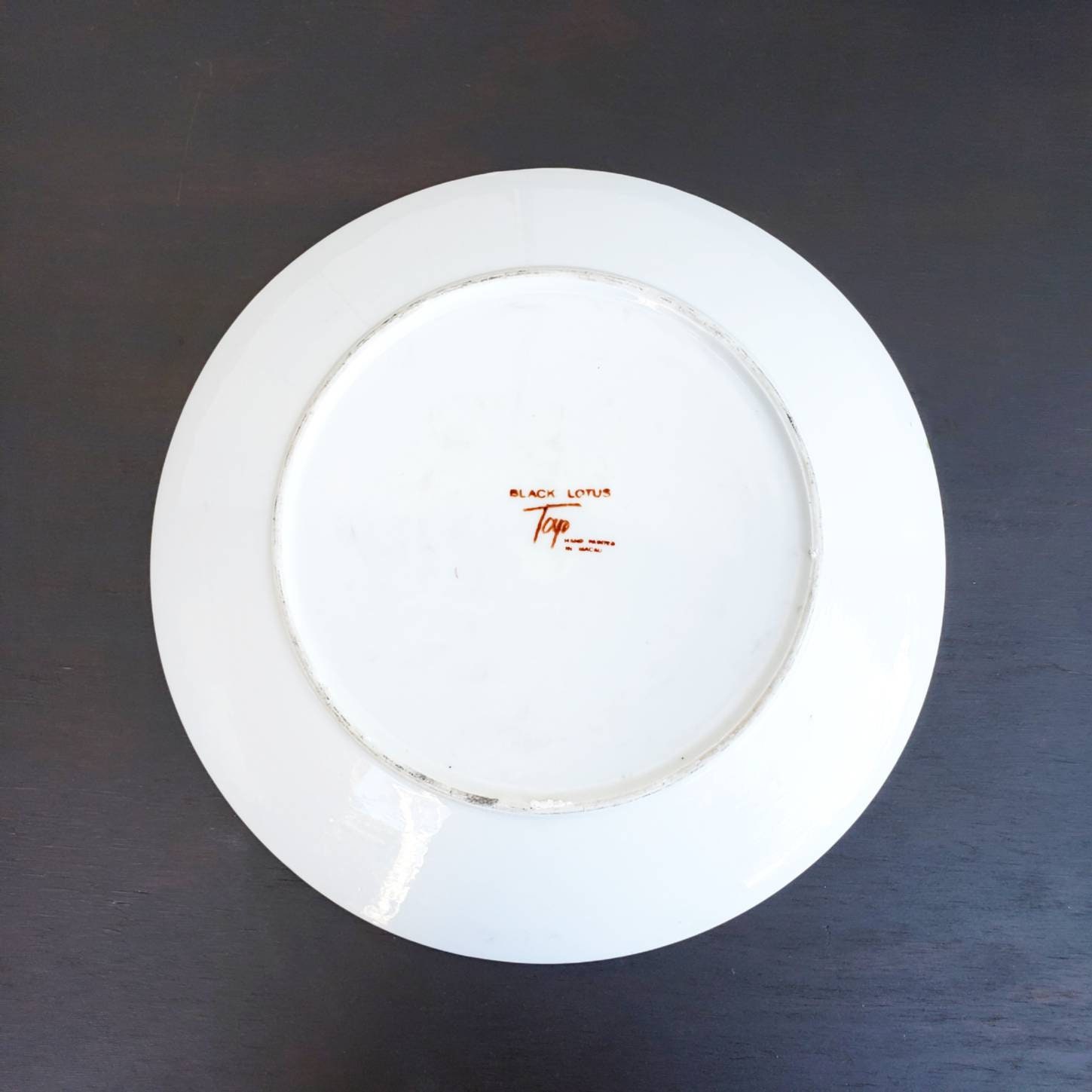 Vintage Hand Painted Toyo Water Lily Flower Pink Black Green Floral ...