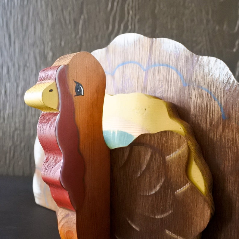 Vintage Handmade Wooden Turkey Folk Art Figure Thanksgiving - Etsy