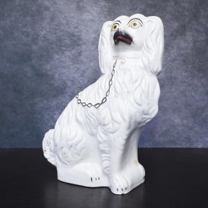 Antique Victorian 19th Century Staffordshire Spaniel Large White Dog ...