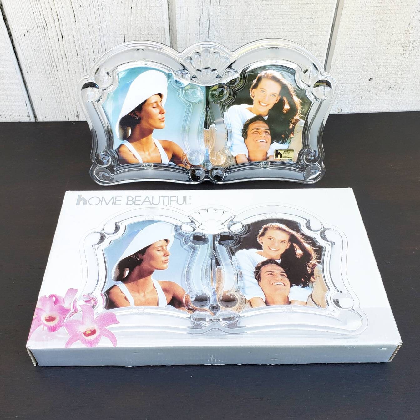 Vintage New in Box Home Beautiful Germany Crystal Glass Double Photo ...