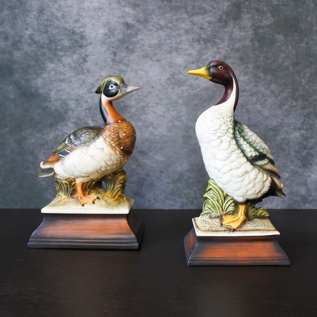 Vintage Mid Century Large Hand Painted Porcelain Duck Figurine Statue ...