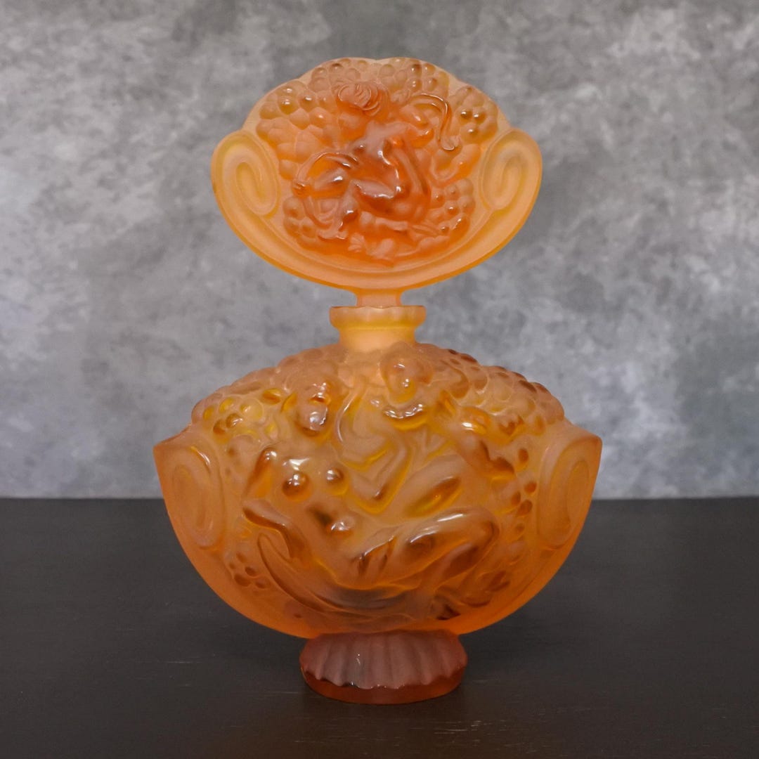 Vintage Frantisek Halama Zelezny Brod Czech Bohemia Amber Glass Perfume ...